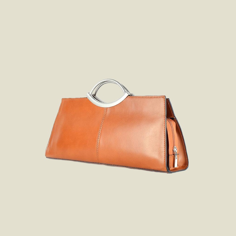 Lederen handtas met metalen handvat Orbetello - Roos Cadeaus